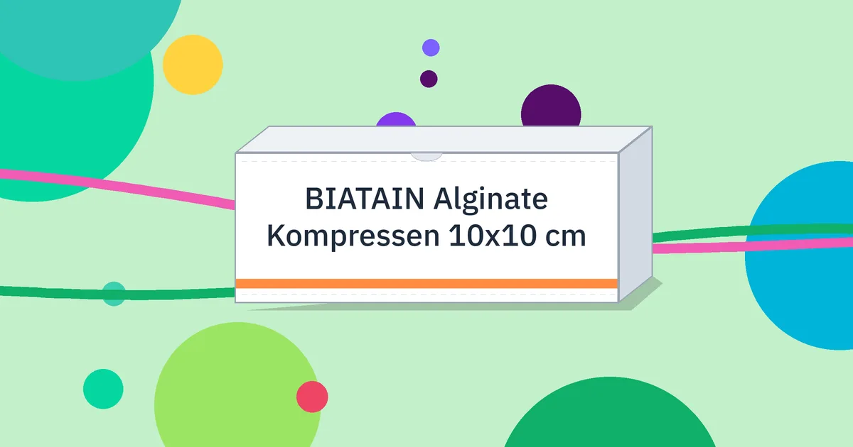 Symbolbild: Packung mit der Aufschrift BIATAIN Alginate Kompressen 10x10 cm (PZN 19226818) – Verfügbarkeit und Bezug in Apotheken in Frankfurt am Main