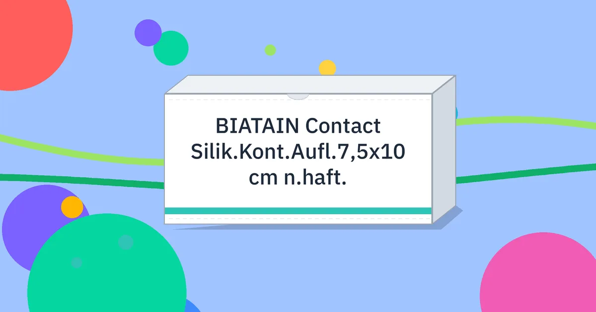 Symbolbild: Packung mit der Aufschrift BIATAIN Contact Silik.Kont.Aufl.7,5x10 cm n.haft. (PZN 18054841) – Verfügbarkeit und Bezug in Apotheken in Frankfurt am Main