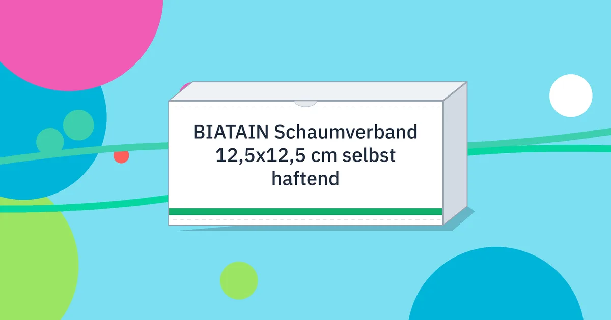 Symbolbild: Packung mit der Aufschrift BIATAIN Schaumverband 12,5x12,5 cm selbst haftend (PZN 12578218) – Verfügbarkeit und Bezug in Apotheken in Frankfurt am Main