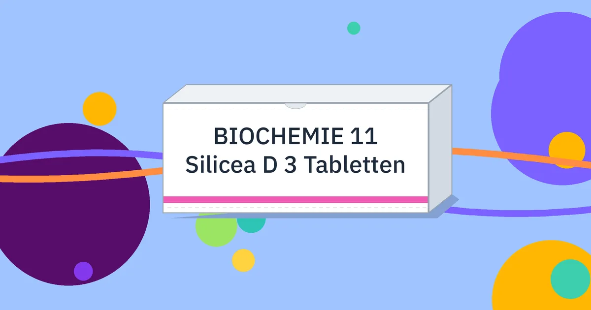Symbolbild: Packung mit der Aufschrift BIOCHEMIE 11 Silicea D 3 Tabletten (PZN 01074012) – Verfügbarkeit und Bezug in Apotheken in Frankfurt am Main