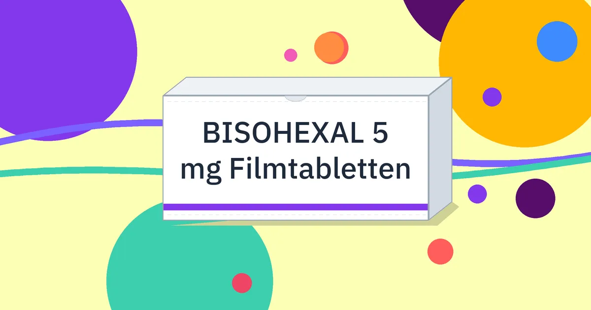 Symbolbild: Packung mit der Aufschrift BISOHEXAL 5 mg Filmtabletten (PZN 00713013) – Verfügbarkeit und Bezug in Apotheken in Frankfurt am Main