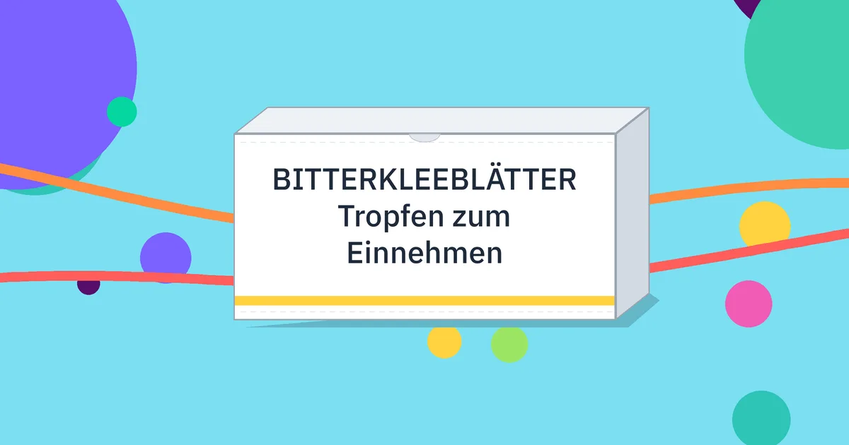 Symbolbild: Packung mit der Aufschrift BITTERKLEEBLÄTTER Tropfen zum Einnehmen (PZN 11365437) – Verfügbarkeit und Bezug in Apotheken in Frankfurt am Main