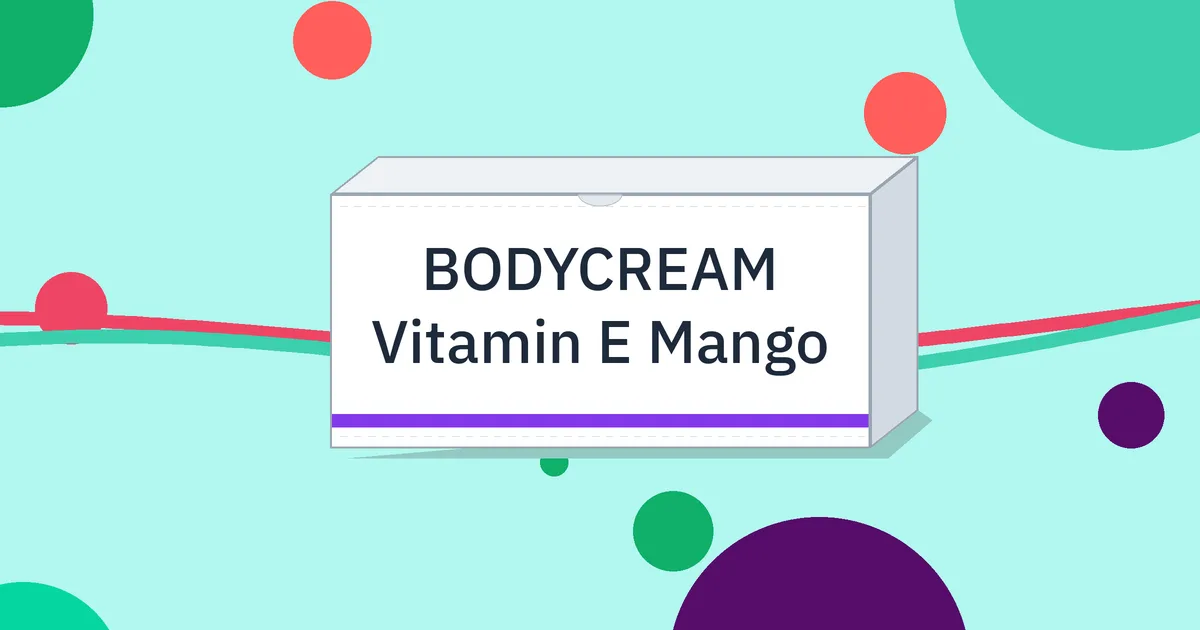 Symbolbild: Packung mit der Aufschrift BODYCREAM Vitamin E Mango (PZN 03681035) – Verfügbarkeit und Bezug in Apotheken in Frankfurt am Main