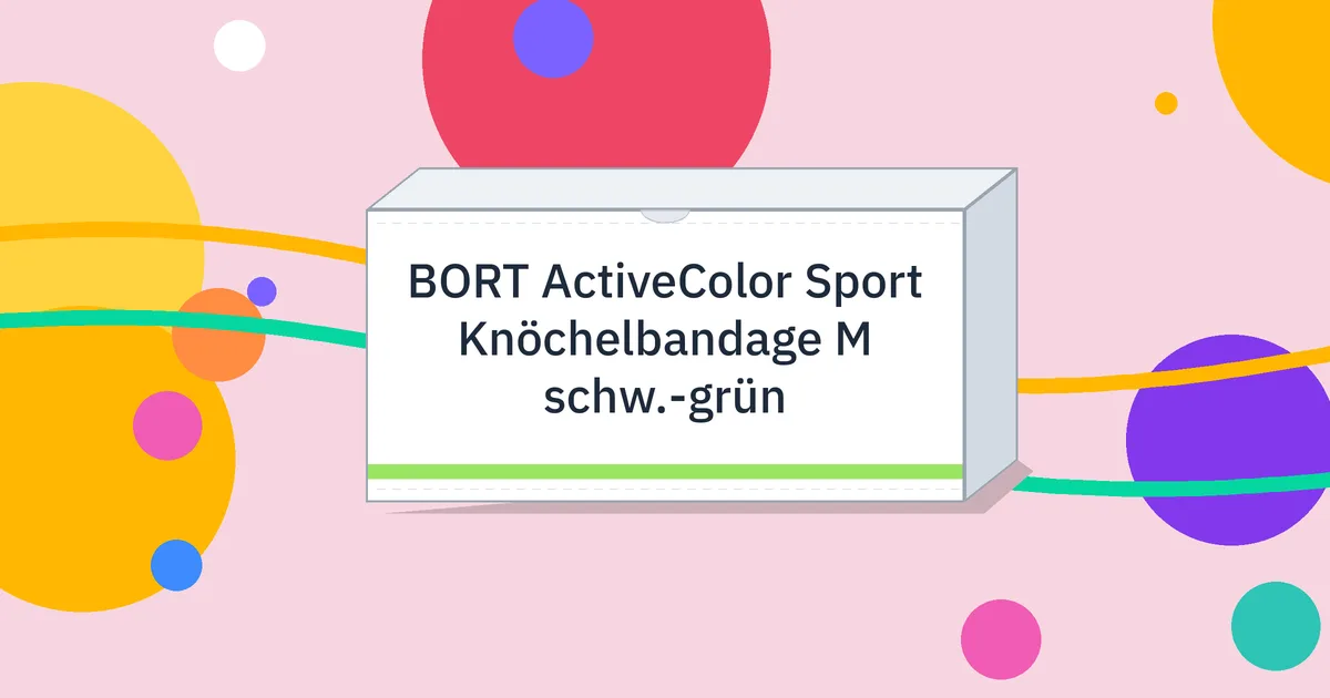 Symbolbild: Packung mit der Aufschrift BORT ActiveColor Sport Knöchelbandage M schw.-grün (PZN 12573847) – Verfügbarkeit und Bezug in Apotheken in Frankfurt am Main