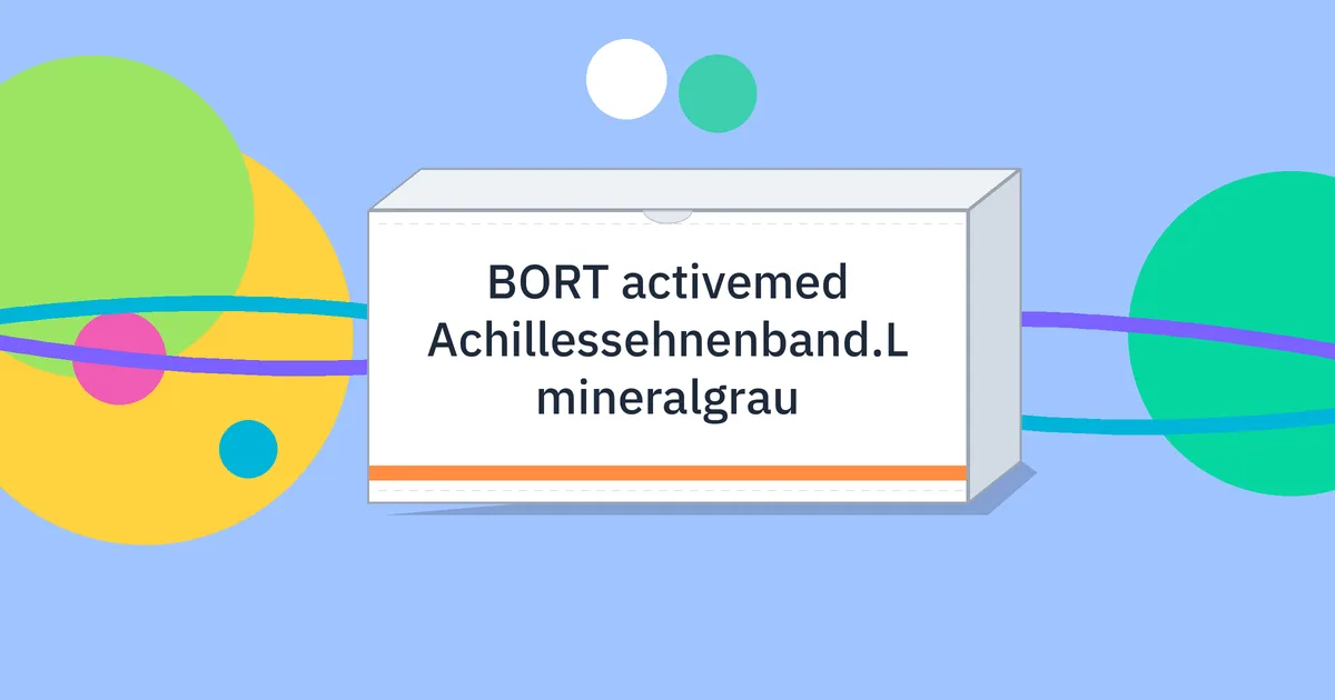 Symbolbild: Packung mit der Aufschrift BORT activemed Achillessehnenband.L mineralgrau (PZN 15256490) – Verfügbarkeit und Bezug in Apotheken in Frankfurt am Main