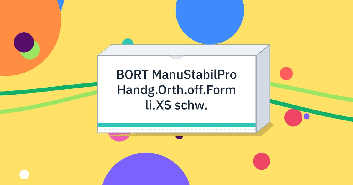 Symbolbild: Packung mit der Aufschrift BORT ManuStabilPro Handg.Orth.off.Form li.XS schw. (PZN 11583625) – Verfügbarkeit und Bezug in Apotheken in Frankfurt am Main