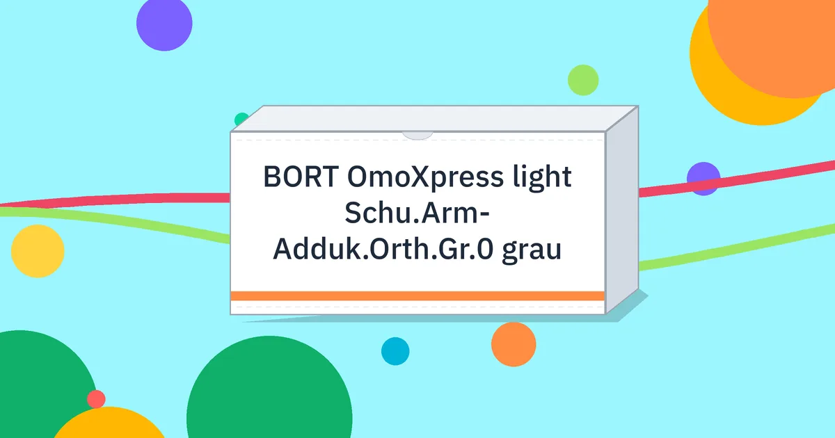 Symbolbild: Packung mit der Aufschrift BORT OmoXpress light Schu.Arm-Adduk.Orth.Gr.0 grau (PZN 16318230) – Verfügbarkeit und Bezug in Apotheken in Frankfurt am Main