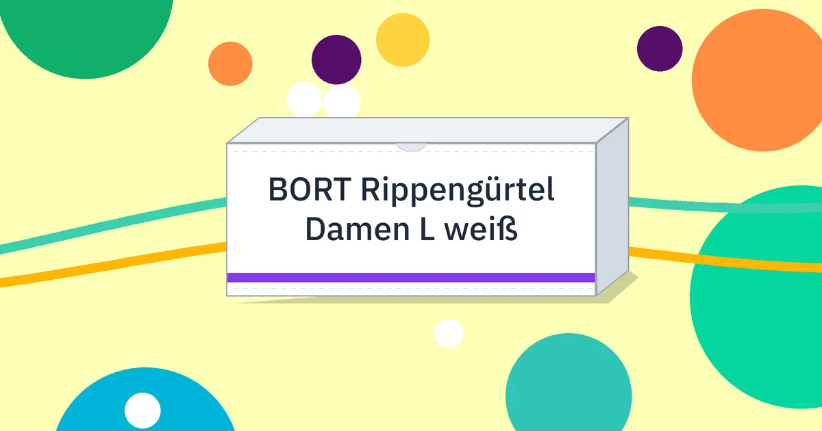 Symbolbild: Packung mit der Aufschrift BORT Rippengürtel Damen L weiß (PZN 02687969) – Verfügbarkeit und Bezug in Apotheken in Frankfurt am Main