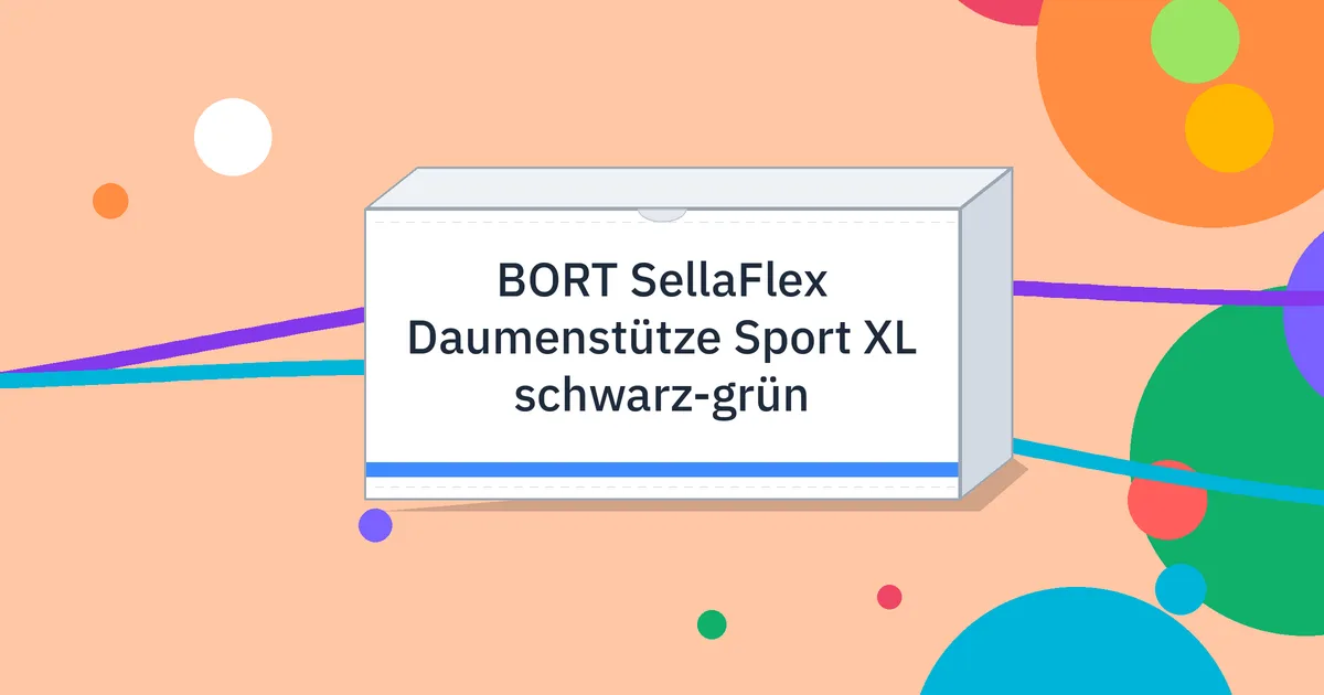 Symbolbild: Packung mit der Aufschrift BORT SellaFlex Daumenstütze Sport XL schwarz-grün (PZN 10786303) – Verfügbarkeit und Bezug in Apotheken in Frankfurt am Main