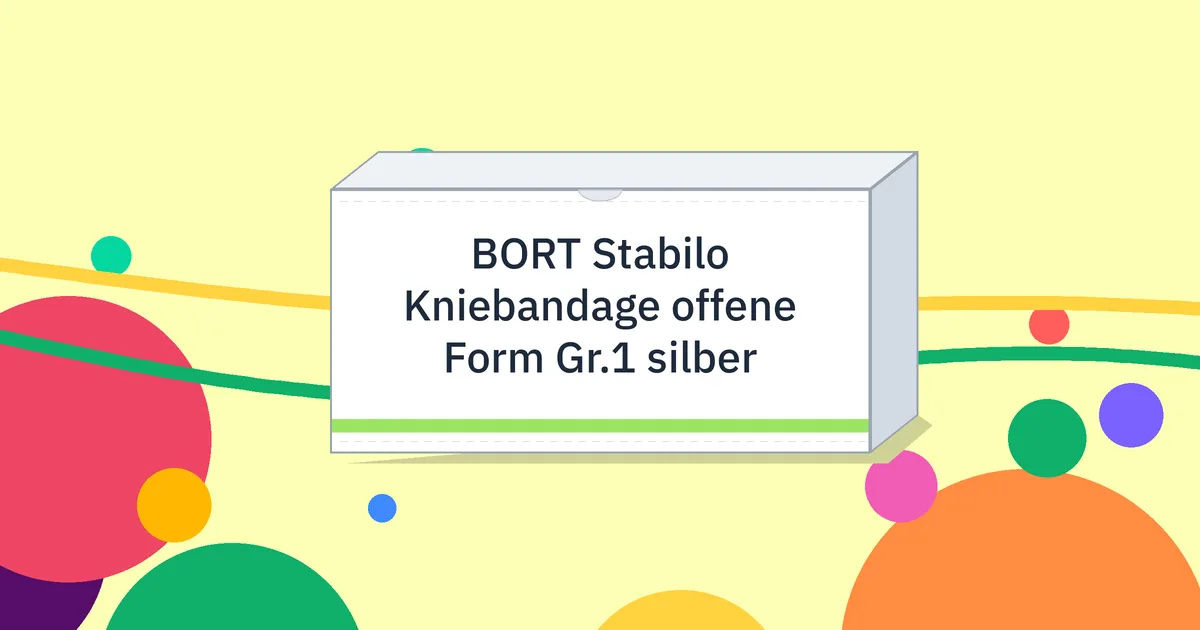 Symbolbild: Packung mit der Aufschrift BORT Stabilo Kniebandage offene Form Gr.1 silber (PZN 15256998) – Verfügbarkeit und Bezug in Apotheken in Frankfurt am Main