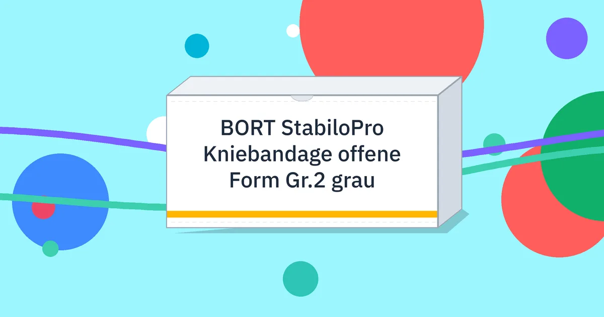 Symbolbild: Packung mit der Aufschrift BORT StabiloPro Kniebandage offene Form Gr.2 grau (PZN 15256840) – Verfügbarkeit und Bezug in Apotheken in Frankfurt am Main