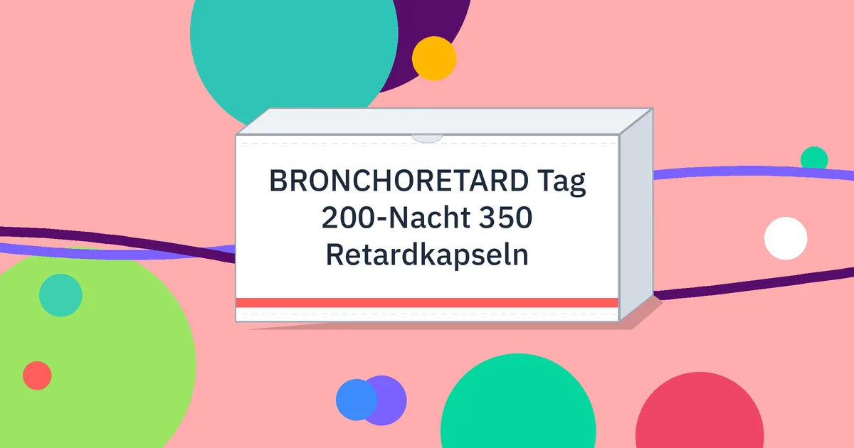 Symbolbild: Packung mit der Aufschrift BRONCHORETARD Tag 200-Nacht 350 Retardkapseln (PZN 08490819) – Verfügbarkeit und Bezug in Apotheken in Frankfurt am Main