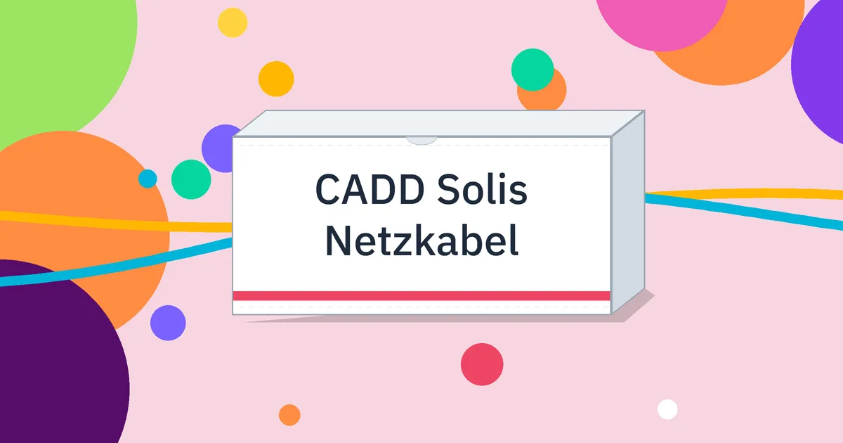 Symbolbild: Packung mit der Aufschrift CADD Solis Netzkabel (PZN 14437255) – Verfügbarkeit und Bezug in Apotheken in Frankfurt am Main
