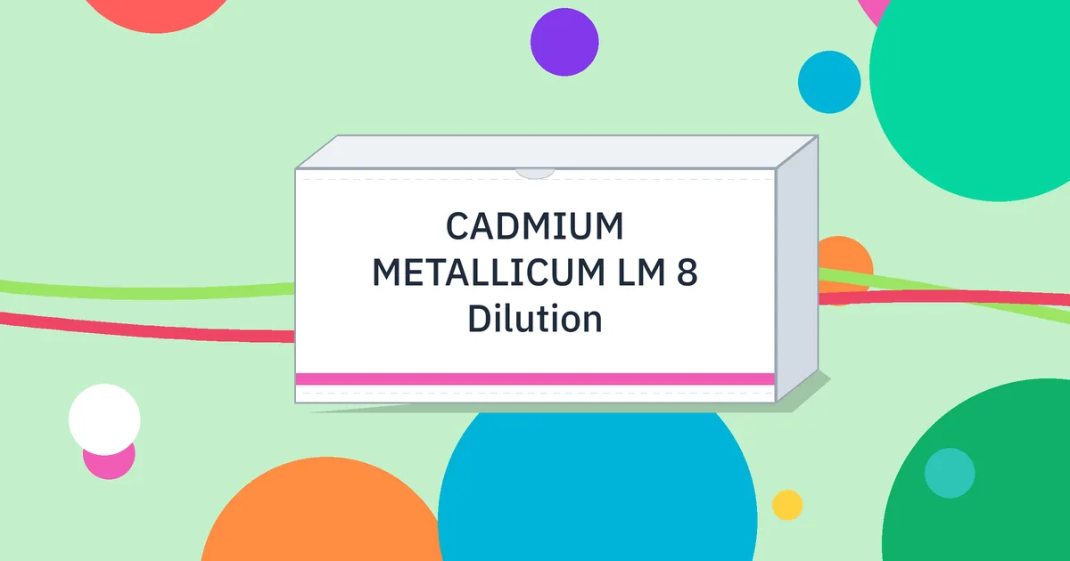 Symbolbild: Packung mit der Aufschrift CADMIUM METALLICUM LM 8 Dilution (PZN 13400103) – Verfügbarkeit und Bezug in Apotheken in Frankfurt am Main