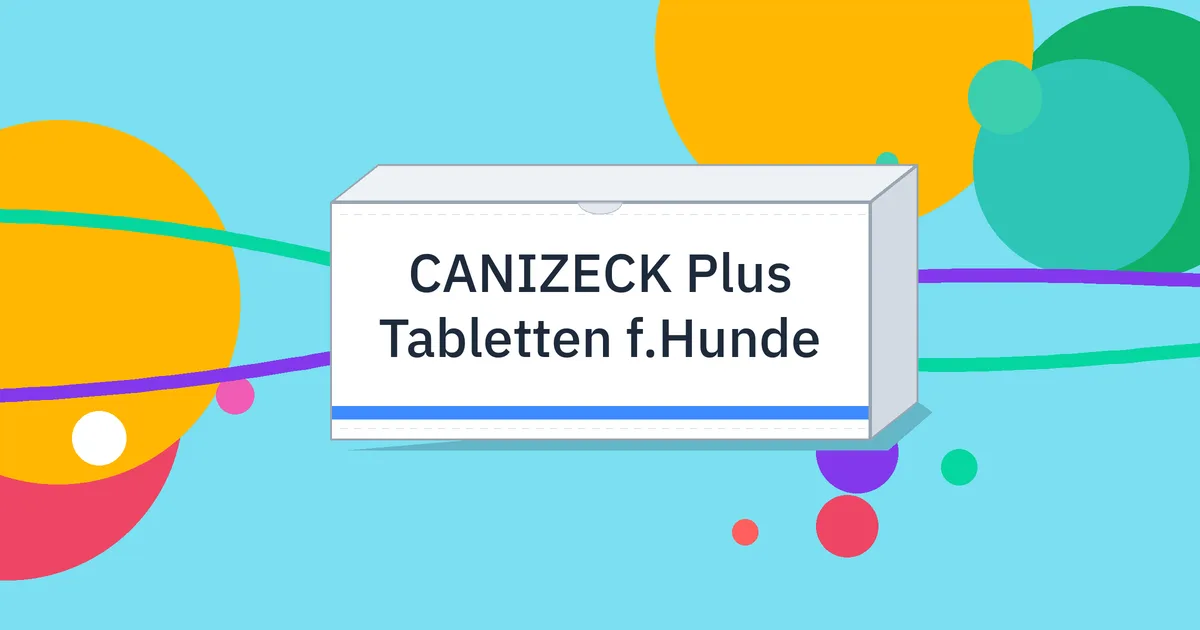 Symbolbild: Packung mit der Aufschrift CANIZECK Plus Tabletten f.Hunde (PZN 14126213) – Verfügbarkeit und Bezug in Apotheken in Frankfurt am Main