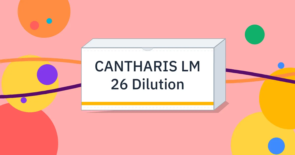Symbolbild: Packung mit der Aufschrift CANTHARIS LM 26 Dilution (PZN 12808345) – Verfügbarkeit und Bezug in Apotheken in Frankfurt am Main