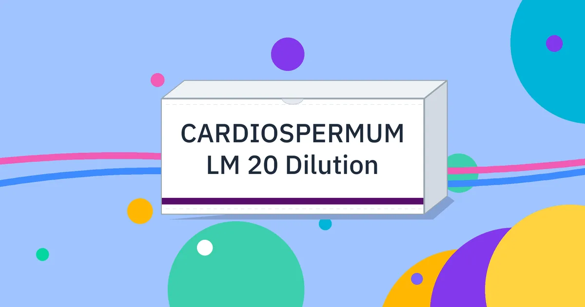 Symbolbild: Packung mit der Aufschrift CARDIOSPERMUM LM 20 Dilution (PZN 12810419) – Verfügbarkeit und Bezug in Apotheken in Frankfurt am Main