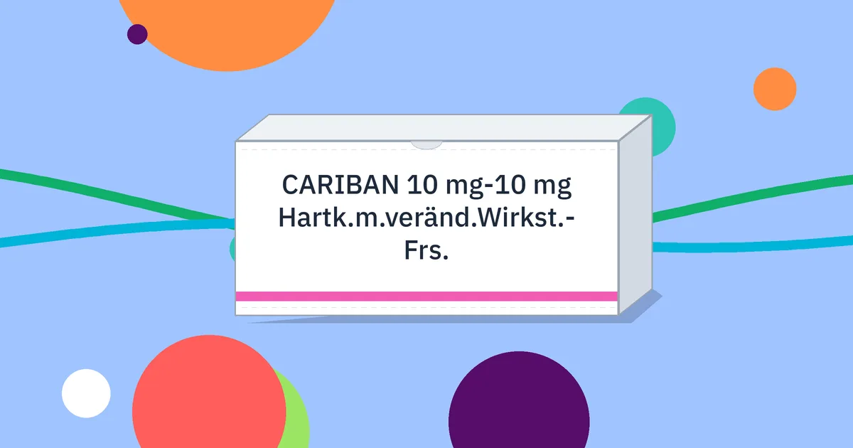 Symbolbild: Packung mit der Aufschrift CARIBAN 10 mg-10 mg Hartk.m.veränd.Wirkst.-Frs. (PZN 18704322) – Verfügbarkeit und Bezug in Apotheken in Frankfurt am Main
