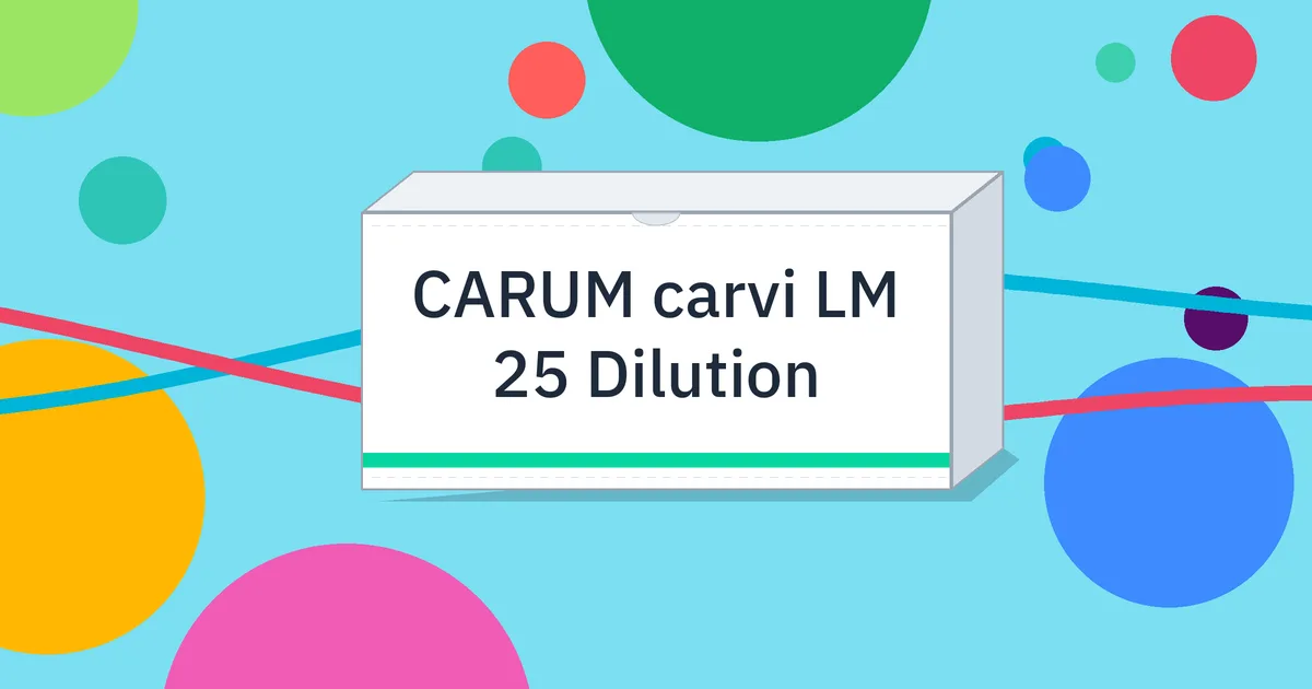 Symbolbild: Packung mit der Aufschrift CARUM carvi LM 25 Dilution (PZN 12811347) – Verfügbarkeit und Bezug in Apotheken in Frankfurt am Main