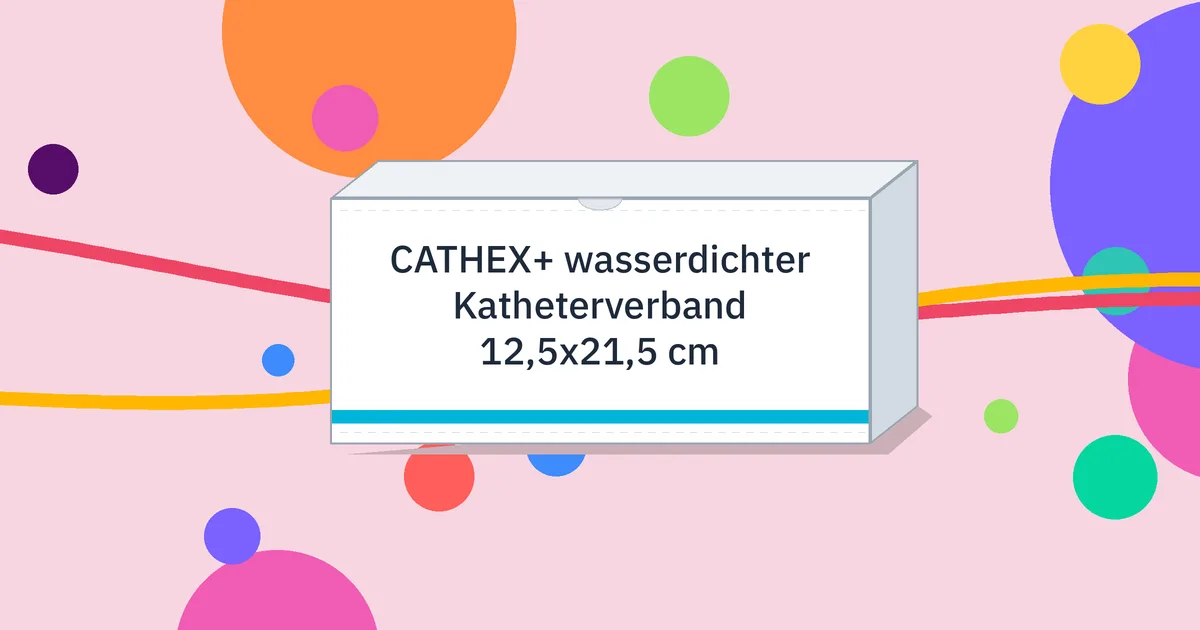 Symbolbild: Packung mit der Aufschrift CATHEX+ wasserdichter Katheterverband 12,5x21,5 cm (PZN 19498190) – Verfügbarkeit und Bezug in Apotheken in Frankfurt am Main