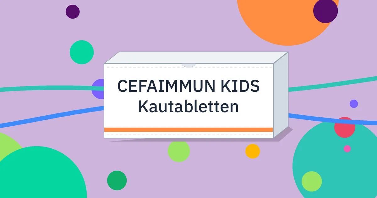 Symbolbild: Packung mit der Aufschrift CEFAIMMUN KIDS Kautabletten (PZN 18066324) – Verfügbarkeit und Bezug in Apotheken in Frankfurt am Main