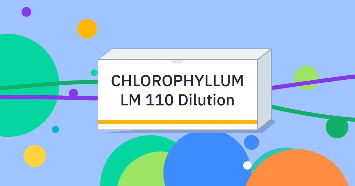 Symbolbild: Packung mit der Aufschrift CHLOROPHYLLUM LM 110 Dilution (PZN 13445330) – Verfügbarkeit und Bezug in Apotheken in Frankfurt am Main