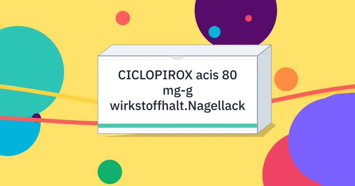 Symbolbild: Packung mit der Aufschrift CICLOPIROX acis 80 mg-g wirkstoffhalt.Nagellack (PZN 11510371) – Verfügbarkeit und Bezug in Apotheken in Frankfurt am Main