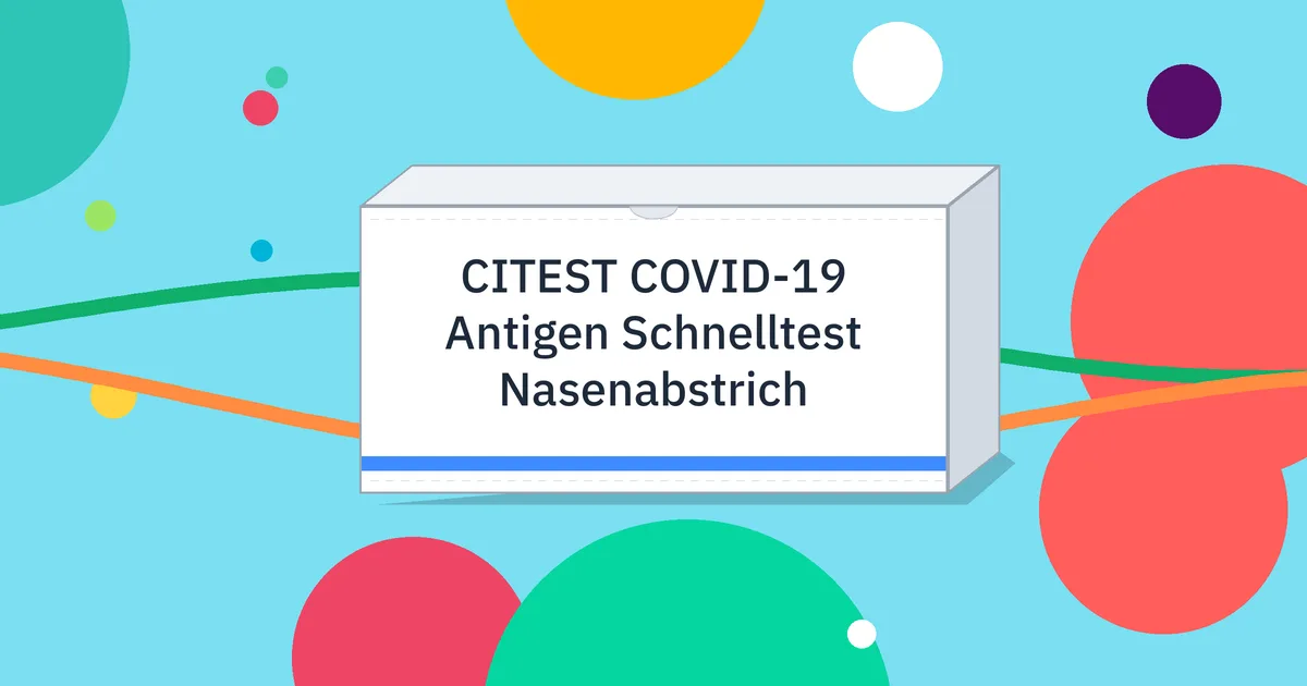 Symbolbild: Packung mit der Aufschrift CITEST COVID-19 Antigen Schnelltest Nasenabstrich (PZN 18229068) – Verfügbarkeit und Bezug in Apotheken in Frankfurt am Main