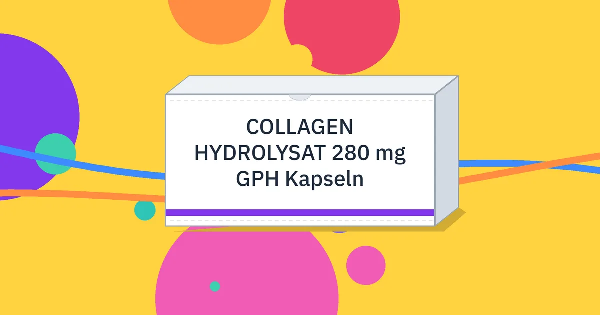 Symbolbild: Packung mit der Aufschrift COLLAGEN HYDROLYSAT 280 mg GPH Kapseln (PZN 09324129) – Verfügbarkeit und Bezug in Apotheken in Frankfurt am Main