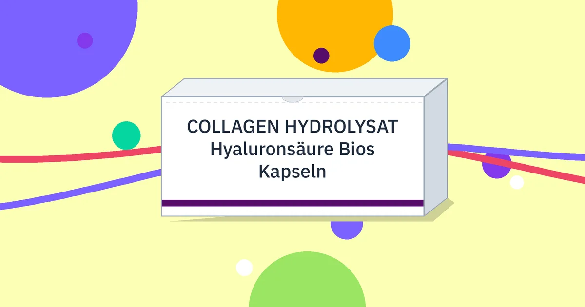 Symbolbild: Packung mit der Aufschrift COLLAGEN HYDROLYSAT Hyaluronsäure Bios Kapseln (PZN 09324796) – Verfügbarkeit und Bezug in Apotheken in Frankfurt am Main