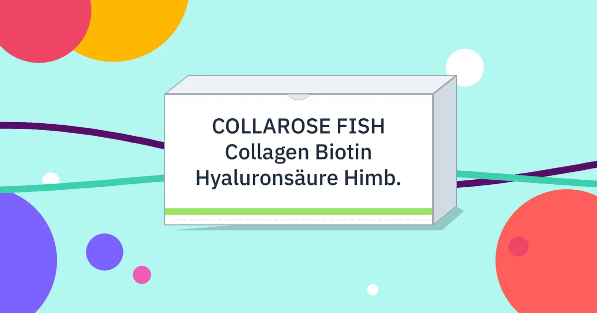 Symbolbild: Packung mit der Aufschrift COLLAROSE FISH Collagen Biotin Hyaluronsäure Himb. (PZN 20609281) – Verfügbarkeit und Bezug in Apotheken in Frankfurt am Main