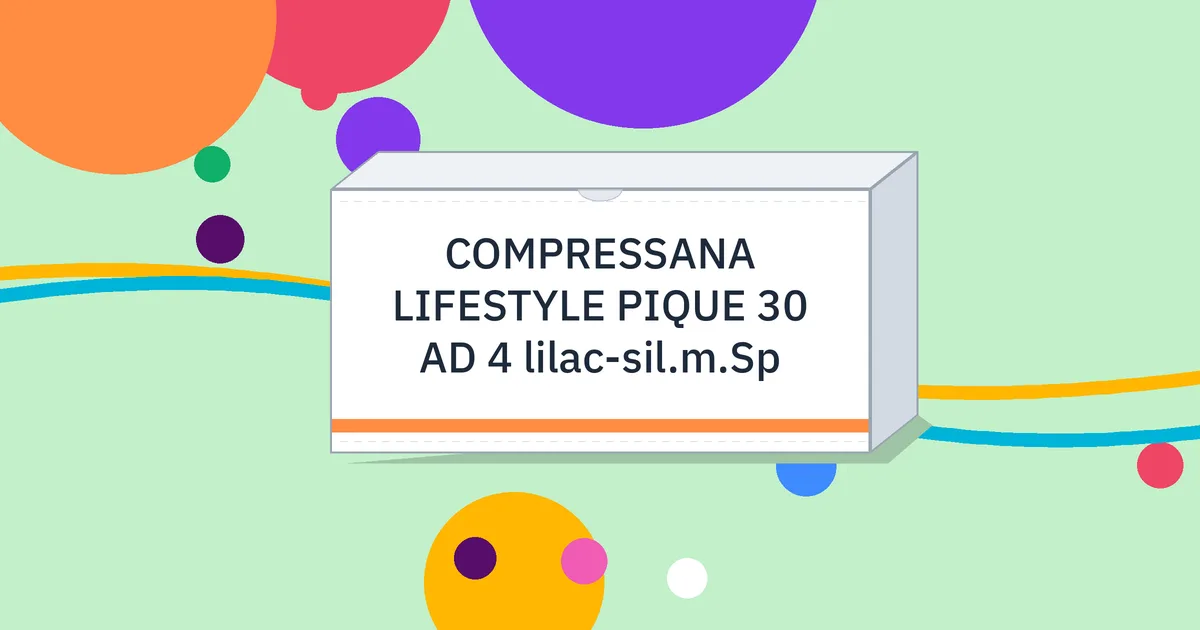 Symbolbild: Packung mit der Aufschrift COMPRESSANA LIFESTYLE PIQUE 30 AD 4 lilac-sil.m.Sp (PZN 19689694) – Verfügbarkeit und Bezug in Apotheken in Frankfurt am Main