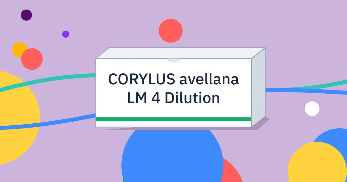 Symbolbild: Packung mit der Aufschrift CORYLUS avellana LM 4 Dilution (PZN 13454369) – Verfügbarkeit und Bezug in Apotheken in Frankfurt am Main