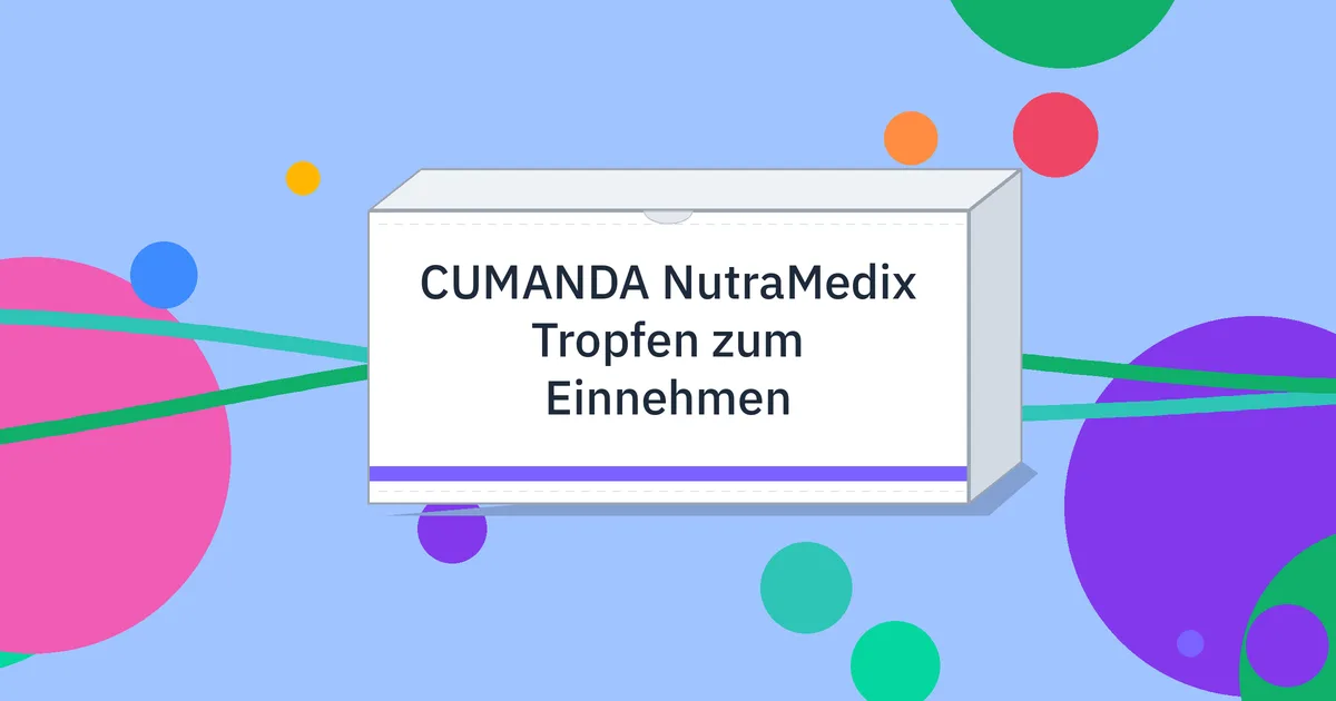 Symbolbild: Packung mit der Aufschrift CUMANDA NutraMedix Tropfen zum Einnehmen (PZN 18040017) – Verfügbarkeit und Bezug in Apotheken in Frankfurt am Main