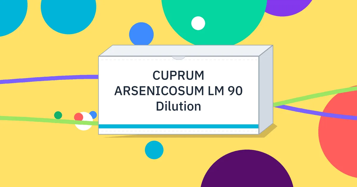 Symbolbild: Packung mit der Aufschrift CUPRUM ARSENICOSUM LM 90 Dilution (PZN 12837996) – Verfügbarkeit und Bezug in Apotheken in Frankfurt am Main