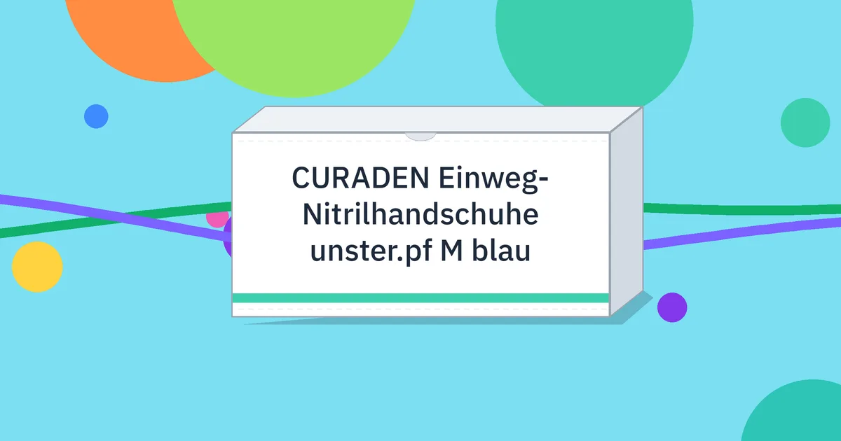 Symbolbild: Packung mit der Aufschrift CURADEN Einweg-Nitrilhandschuhe unster.pf M blau (PZN 18091902) – Verfügbarkeit und Bezug in Apotheken in Frankfurt am Main