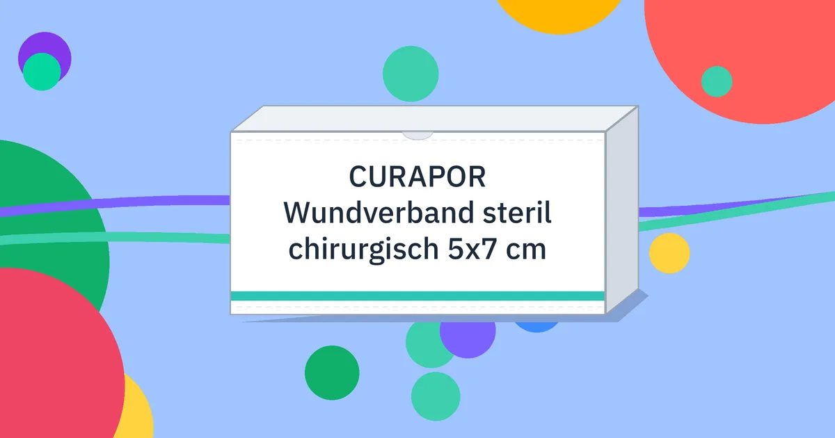 Symbolbild: Packung mit der Aufschrift CURAPOR Wundverband steril chirurgisch 5x7 cm (PZN 18807335) – Verfügbarkeit und Bezug in Apotheken in Frankfurt am Main
