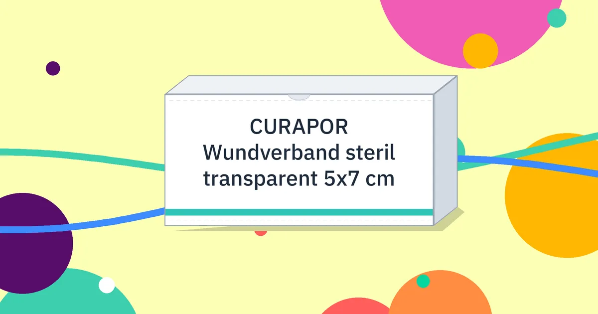 Symbolbild: Packung mit der Aufschrift CURAPOR Wundverband steril transparent 5x7 cm (PZN 01728206) – Verfügbarkeit und Bezug in Apotheken in Frankfurt am Main