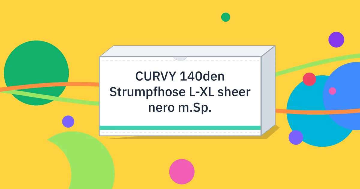 Symbolbild: Packung mit der Aufschrift CURVY 140den Strumpfhose L-XL sheer nero m.Sp. (PZN 16175411) – Verfügbarkeit und Bezug in Apotheken in Frankfurt am Main