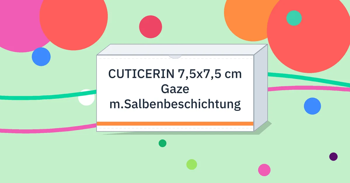 Symbolbild: Packung mit der Aufschrift CUTICERIN 7,5x7,5 cm Gaze m.Salbenbeschichtung (PZN 17831716) – Verfügbarkeit und Bezug in Apotheken in Frankfurt am Main