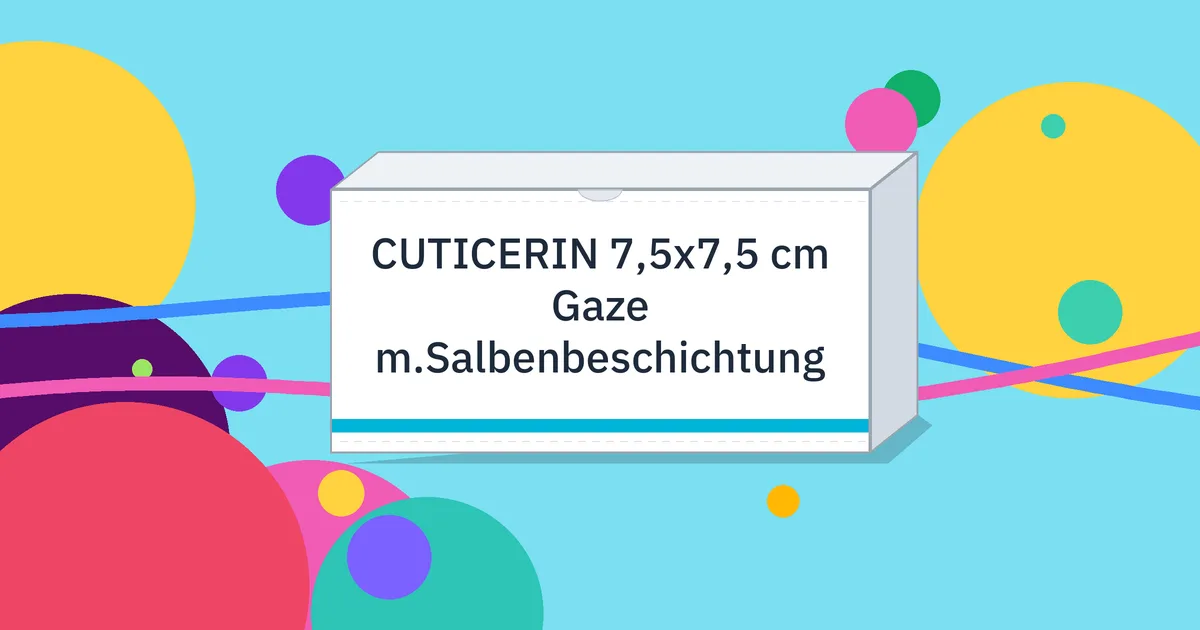 Symbolbild: Packung mit der Aufschrift CUTICERIN 7,5x7,5 cm Gaze m.Salbenbeschichtung (PZN 18034614) – Verfügbarkeit und Bezug in Apotheken in Frankfurt am Main