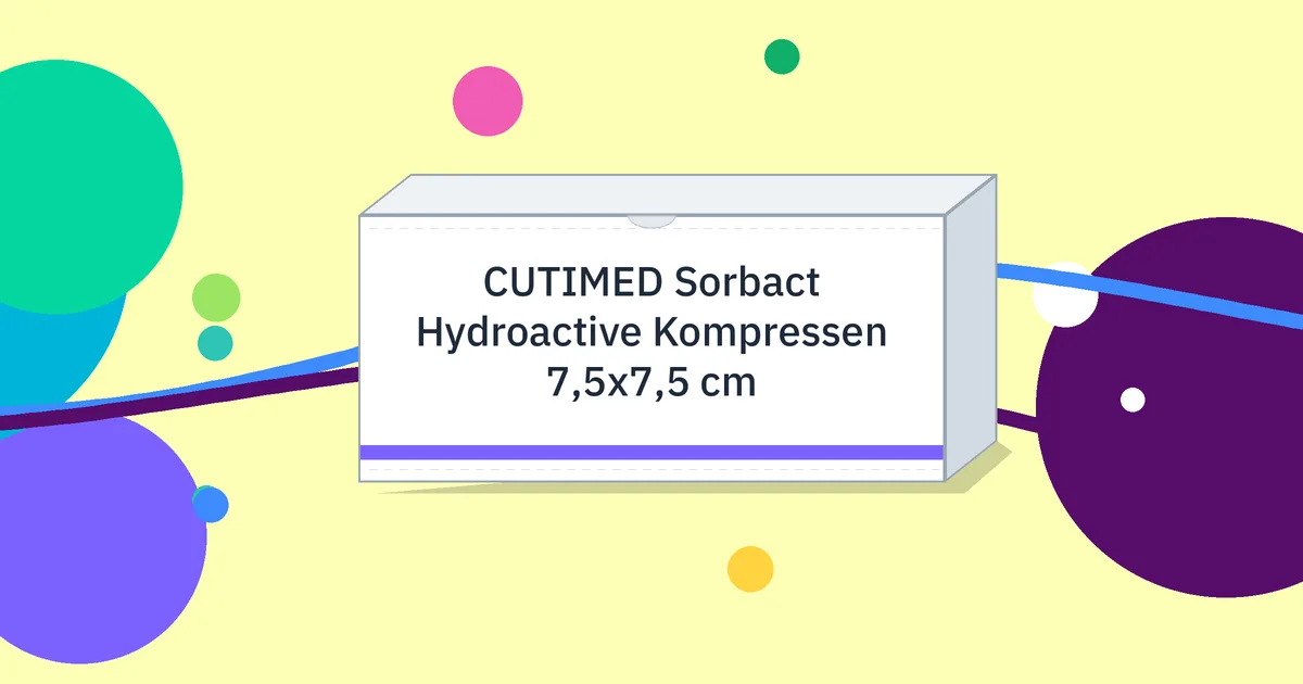 Symbolbild: Packung mit der Aufschrift CUTIMED Sorbact Hydroactive Kompressen 7,5x7,5 cm (PZN 20132034) – Verfügbarkeit und Bezug in Apotheken in Frankfurt am Main