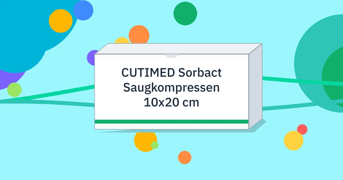 Symbolbild: Packung mit der Aufschrift CUTIMED Sorbact Saugkompressen 10x20 cm (PZN 18126581) – Verfügbarkeit und Bezug in Apotheken in Frankfurt am Main