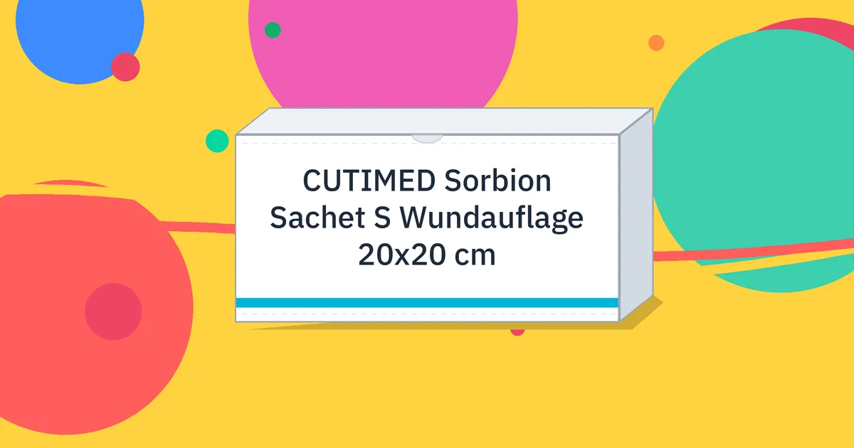 Symbolbild: Packung mit der Aufschrift CUTIMED Sorbion Sachet S Wundauflage 20x20 cm (PZN 20157637) – Verfügbarkeit und Bezug in Apotheken in Frankfurt am Main