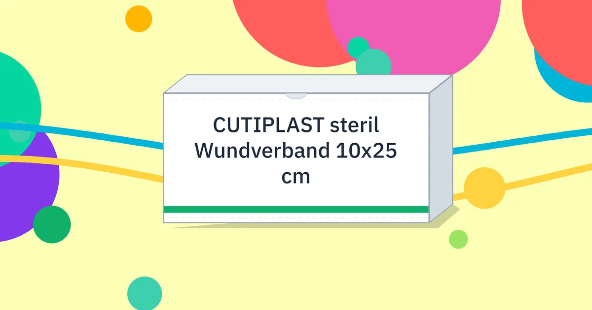 Symbolbild: Packung mit der Aufschrift CUTIPLAST steril Wundverband 10x25 cm (PZN 05102277) – Verfügbarkeit und Bezug in Apotheken in Frankfurt am Main