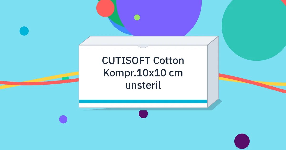 Symbolbild: Packung mit der Aufschrift CUTISOFT Cotton Kompr.10x10 cm unsteril (PZN 01499361) – Verfügbarkeit und Bezug in Apotheken in Frankfurt am Main
