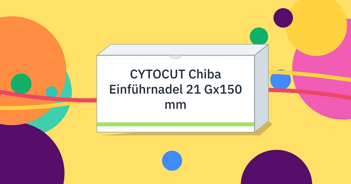 Symbolbild: Packung mit der Aufschrift CYTOCUT Chiba Einführnadel 21 Gx150 mm (PZN 16919478) – Verfügbarkeit und Bezug in Apotheken in Frankfurt am Main