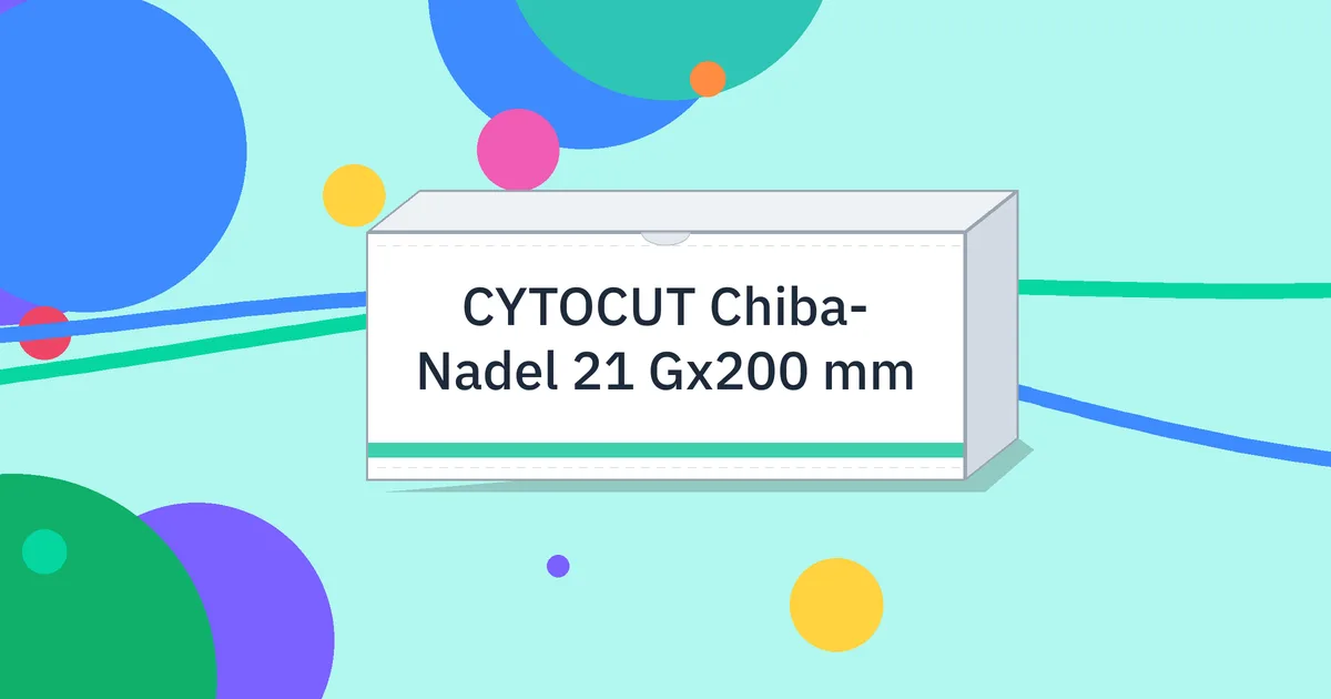 Symbolbild: Packung mit der Aufschrift CYTOCUT Chiba-Nadel 21 Gx200 mm (PZN 19735425) – Verfügbarkeit und Bezug in Apotheken in Frankfurt am Main