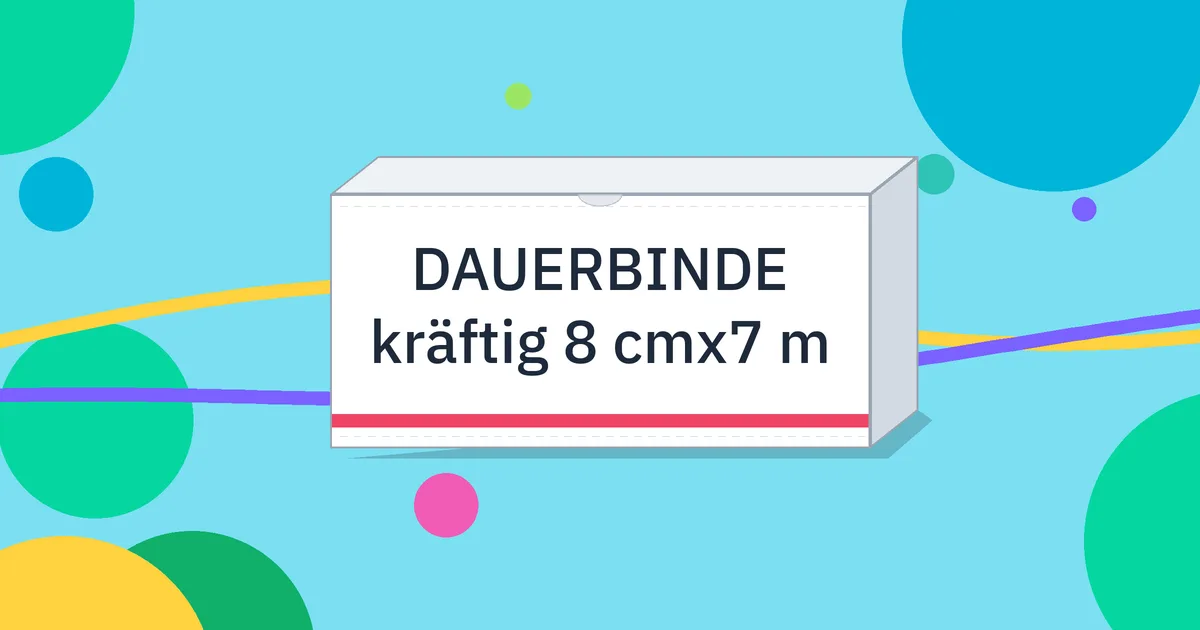 Symbolbild: Packung mit der Aufschrift DAUERBINDE kräftig 8 cmx7 m (PZN 17900877) – Verfügbarkeit und Bezug in Apotheken in Frankfurt am Main