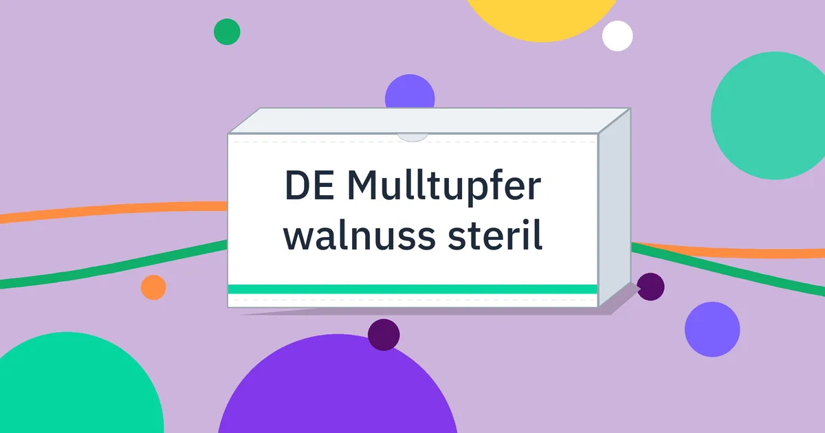 Symbolbild: Packung mit der Aufschrift DE Mulltupfer walnuss steril (PZN 03229269) – Verfügbarkeit und Bezug in Apotheken in Frankfurt am Main